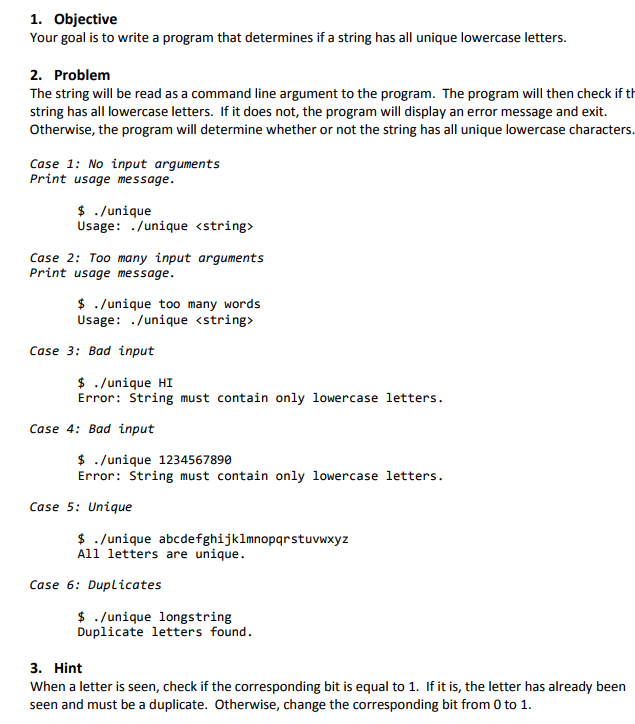 Solved 1. Objective Your goal is to write a program that | Chegg.com