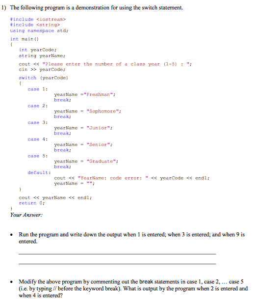 Solved 1) The following program is a demonstration for using | Chegg.com