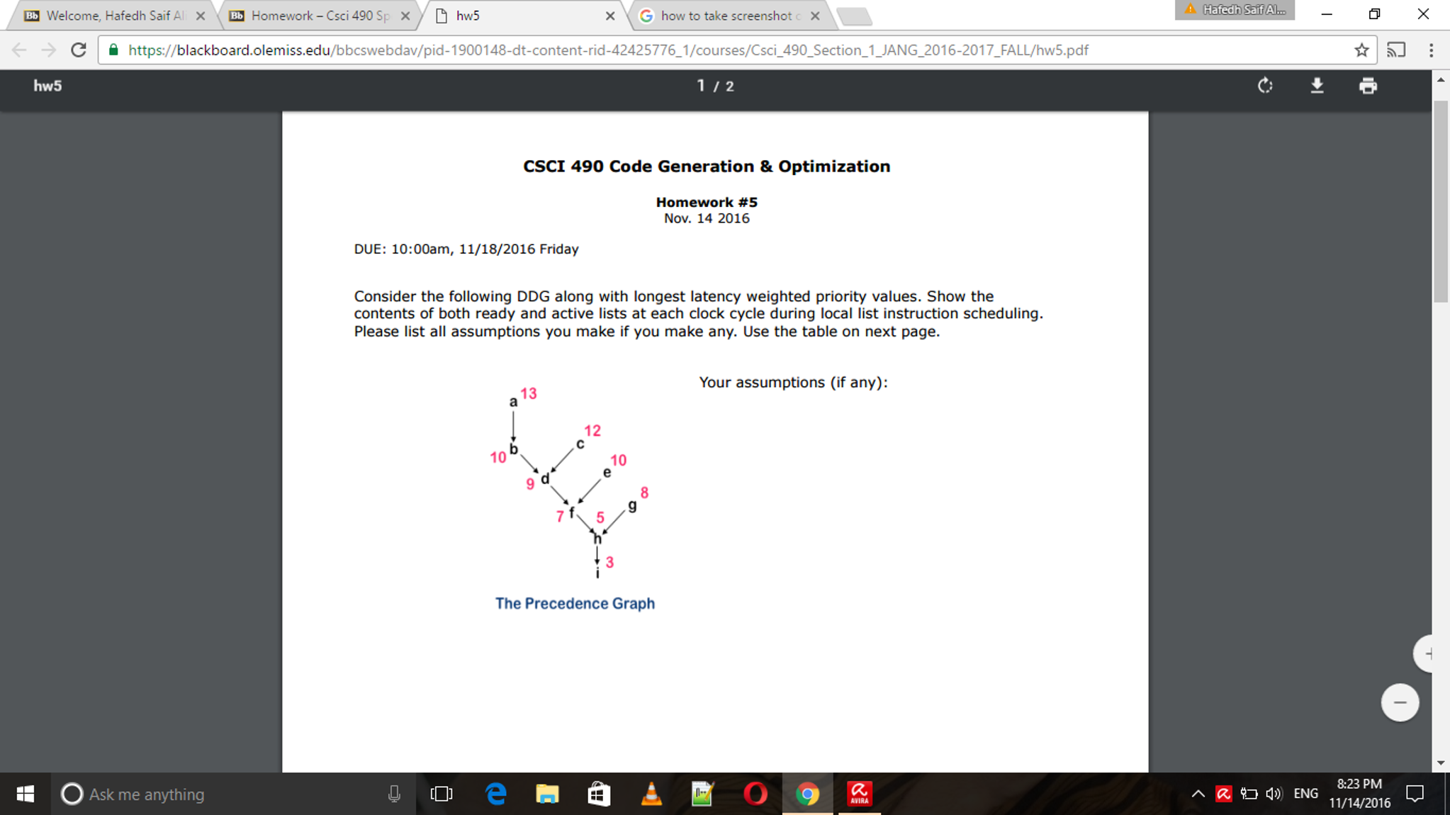 Solved Bb Welcome, Hafedh Saif Al x Bb Homework Csci 490 Sp | Chegg.com