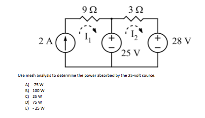 Solved Use mesh analysis to determine the power absorbed | Chegg.com