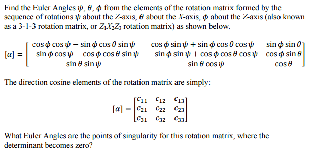 Solved Find The Euler Angles Psi Theta From The Elements