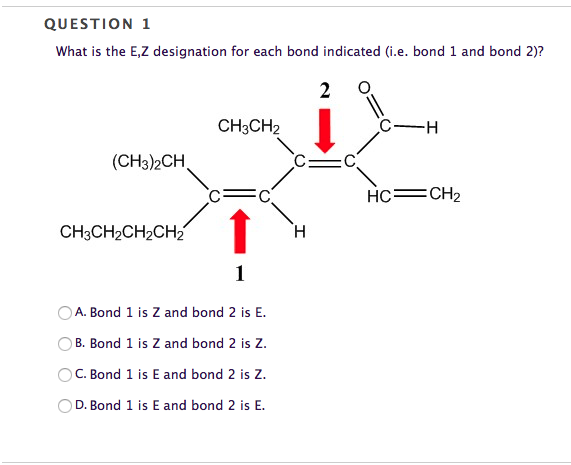 Solved What is the E,Z designation for each bond indicated | Chegg.com