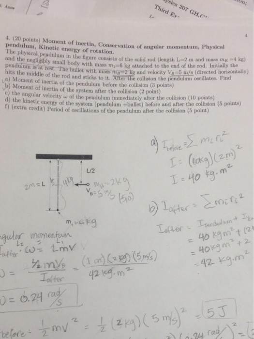 Solved Moment Of Inertia Conservation Of Angular Momentum