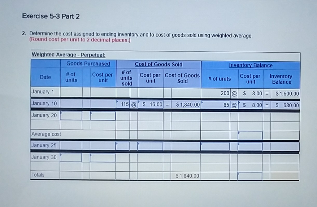 Solved Exercise 5-3 Perpetual: Inventory costing methods LO | Chegg.com