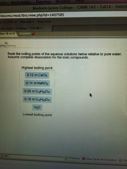 Solved Would this be correct order of boiling point? | Chegg.com