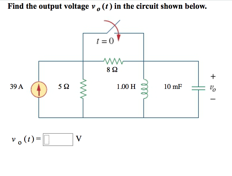 Solved Find the output voltage v_o(t) in the circuit shown | Chegg.com
