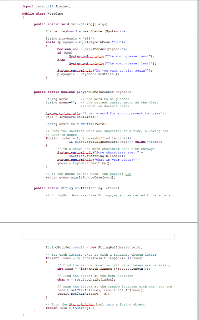 Solved import java util. Scanner public class WordGame | Chegg.com