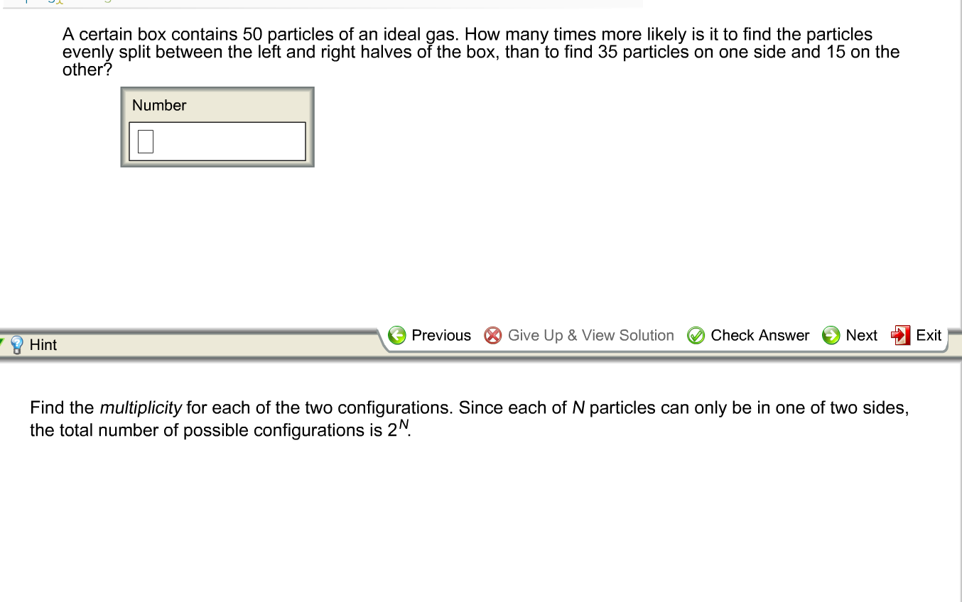 Solved A certain box contains 50 particles of an ideal gas. | Chegg.com