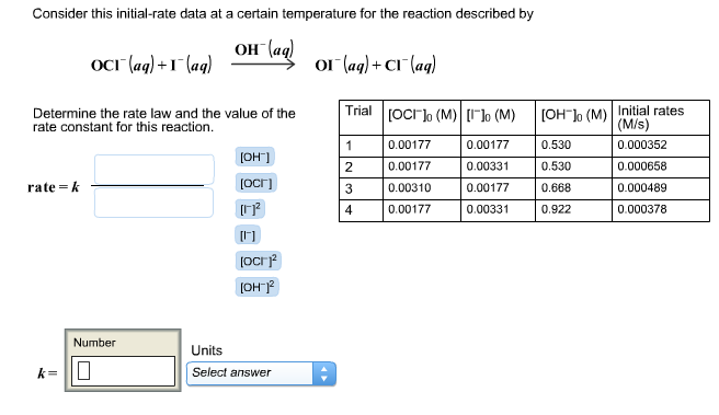 Solved Consider This Initial Rate Data At A Certain