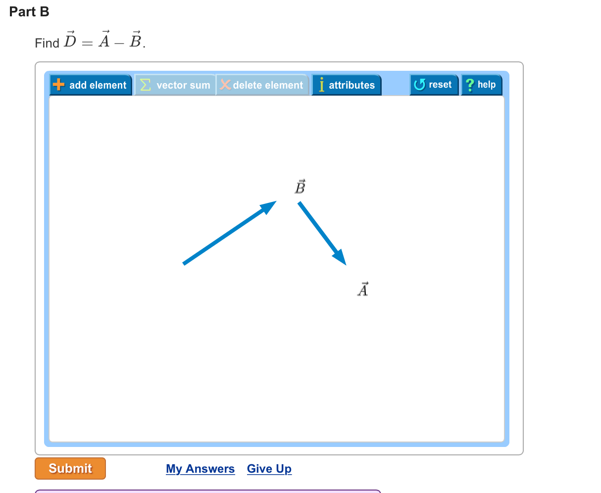Solved Part B Find D A B Add Elementv Vector Sum Delete
