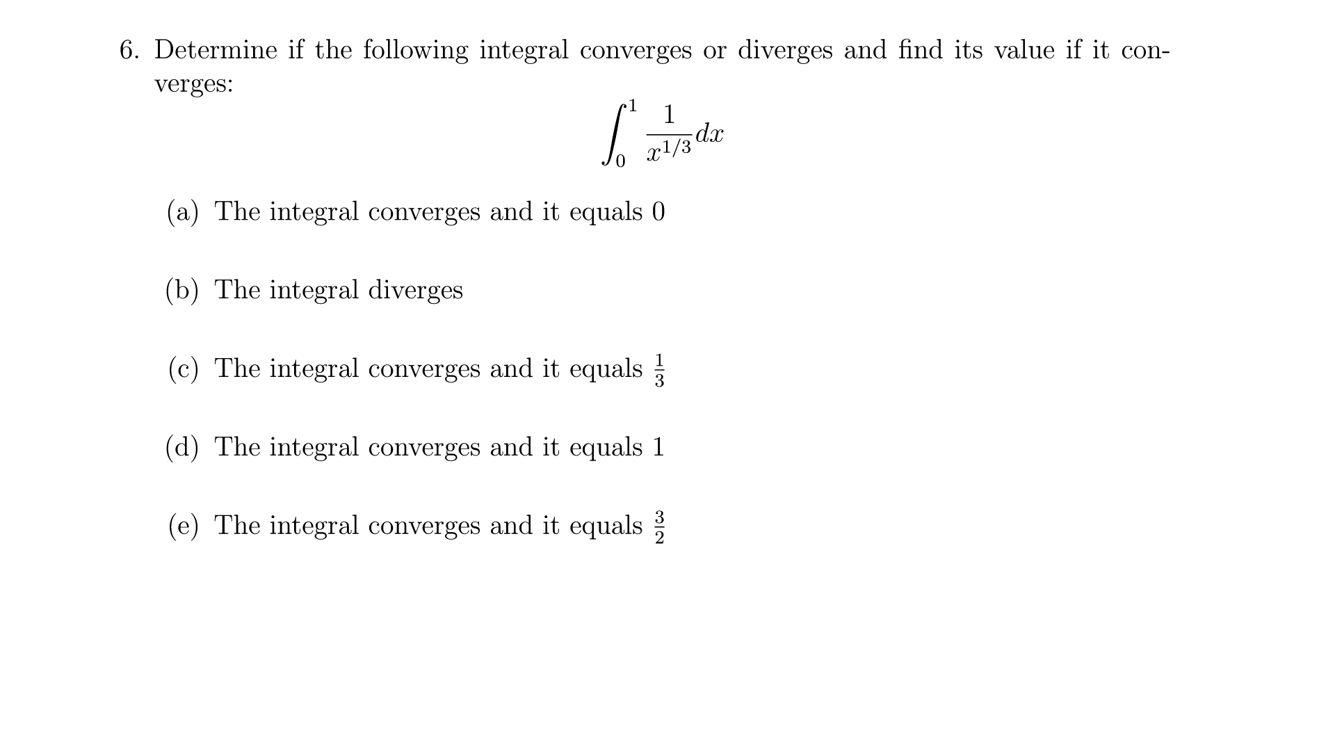 Solved Determine if the following integral converges or | Chegg.com