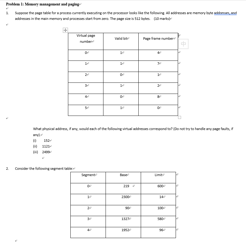 Solved Problem 1: Memory management and paging* Suppose the | Chegg.com