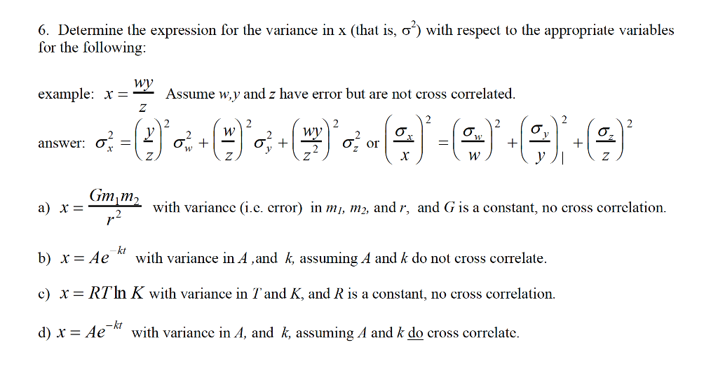Solved 6. Determine the expression for the variance in x | Chegg.com