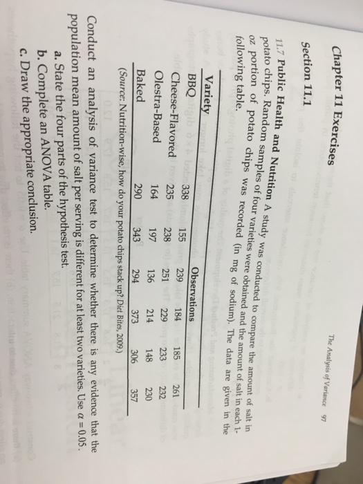 Solved Chapter 11 Exercises The Analysis of Variance 97 | Chegg.com