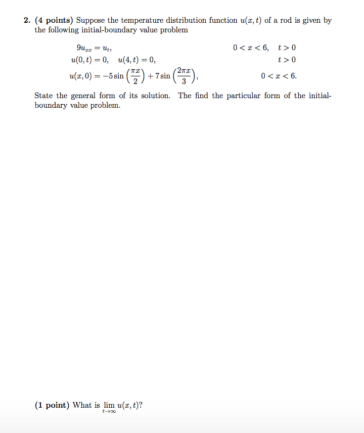 Suppose the temperature distribution function u(x, t) | Chegg.com