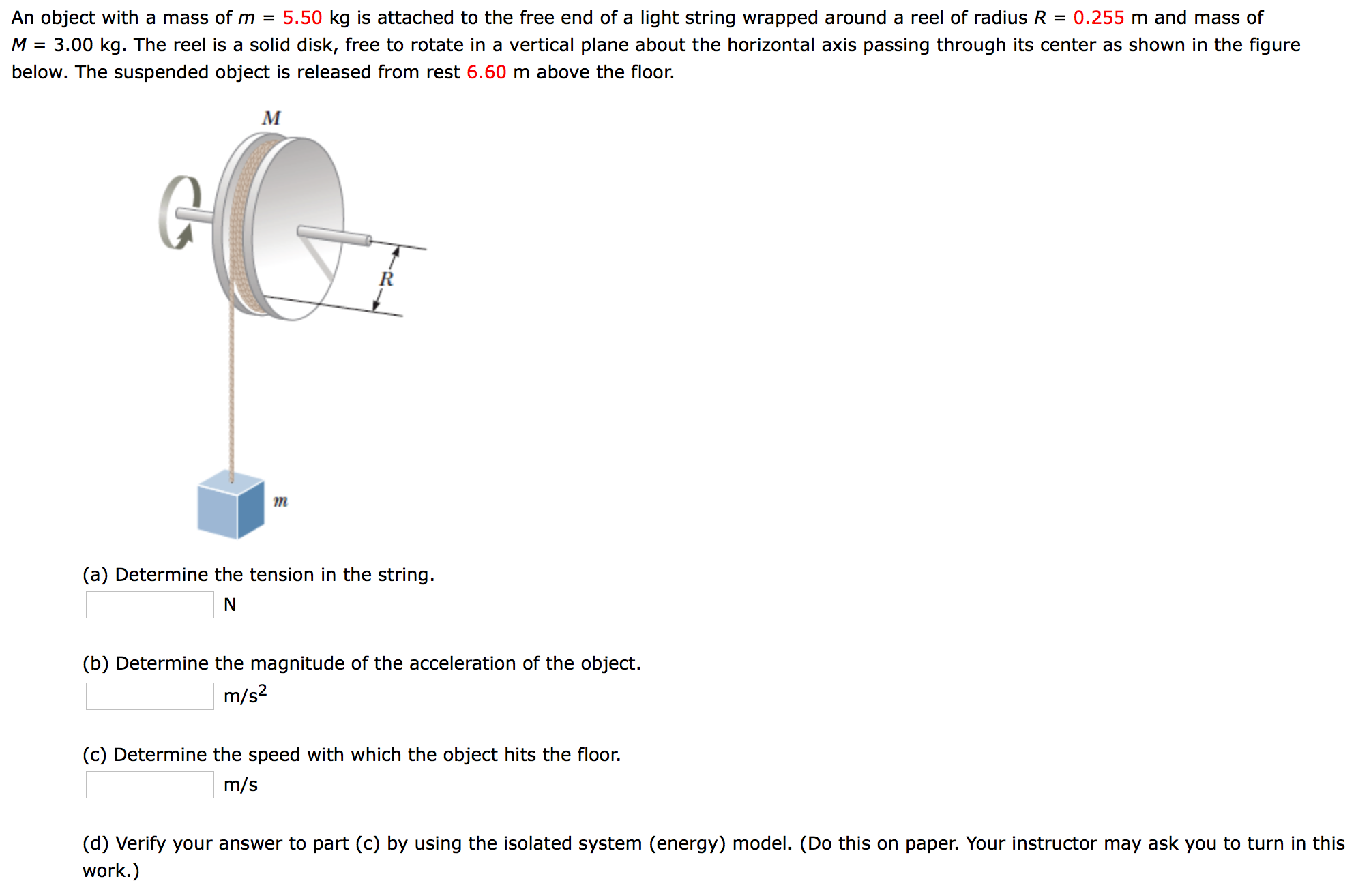 Solved An object with a mass of m = 5.50 kg is attached to | Chegg.com
