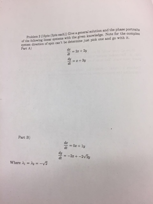 Solved Problem 2 (15pts (5pts each)) Give a general solution | Chegg.com