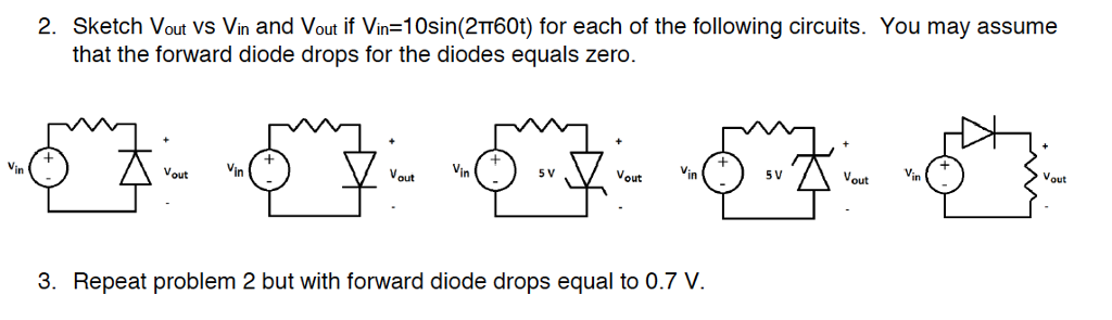 Solved 2. Sketch Vout vs Vin and Vout if Vin-10sin2?60t) for | Chegg.com Solved 2. Sketch Vout vs Vin and Vout if Vin-10sin2?60t) for | Chegg.com