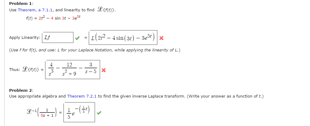 Solved Use Theorem, a 7.1.1, and linearity to find Use | Chegg.com