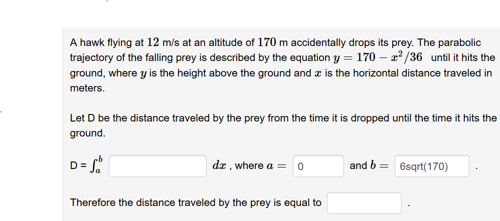 Solved A hawk flying at 12 m/s at an altitude of 170 m | Chegg.com
