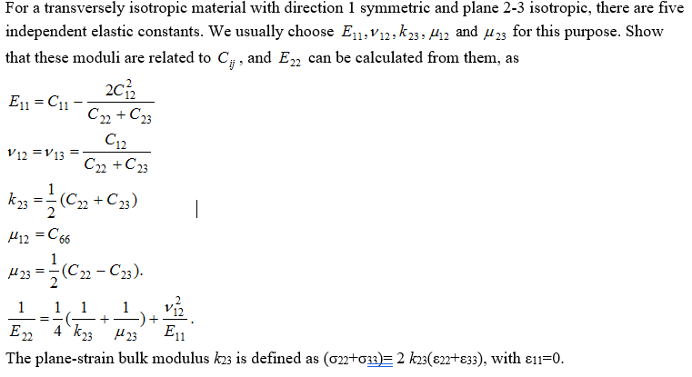 For a transversely isotropic material with direction | Chegg.com