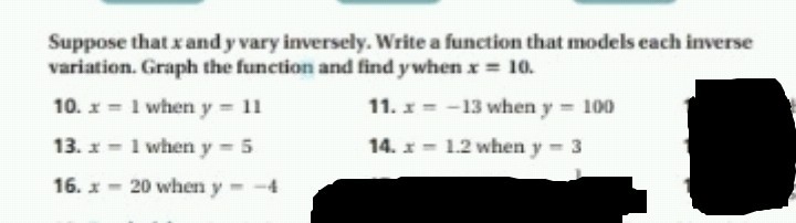 Solved Suppose that x andy vary inversely. Write a function | Chegg.com