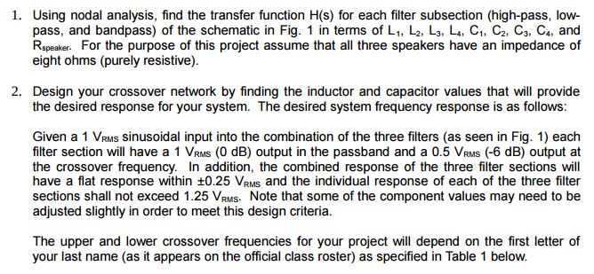 1 Using Nodal Analysis Find The Transfer Function 