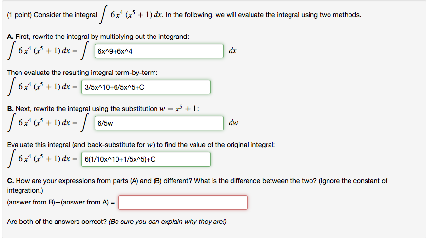 Solved Consider the integral integral 6 x^4 (x^5 + 1) dx. In | Chegg.com