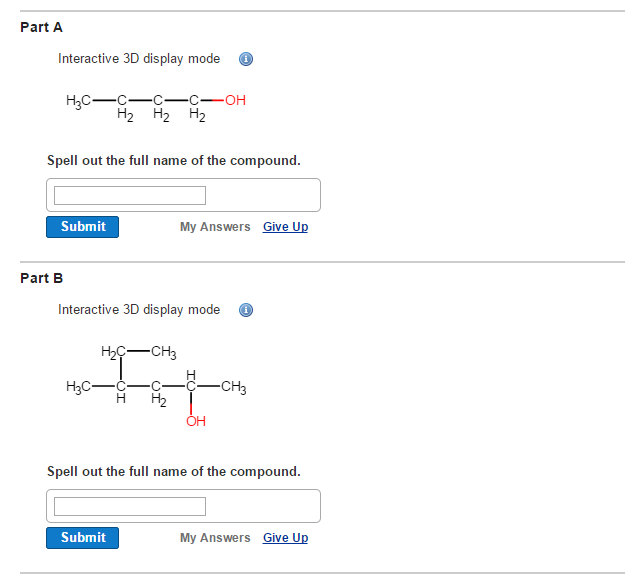 Solved Part A Interactive 3D display mode OH H2 H2 H2 Spell | Chegg.com
