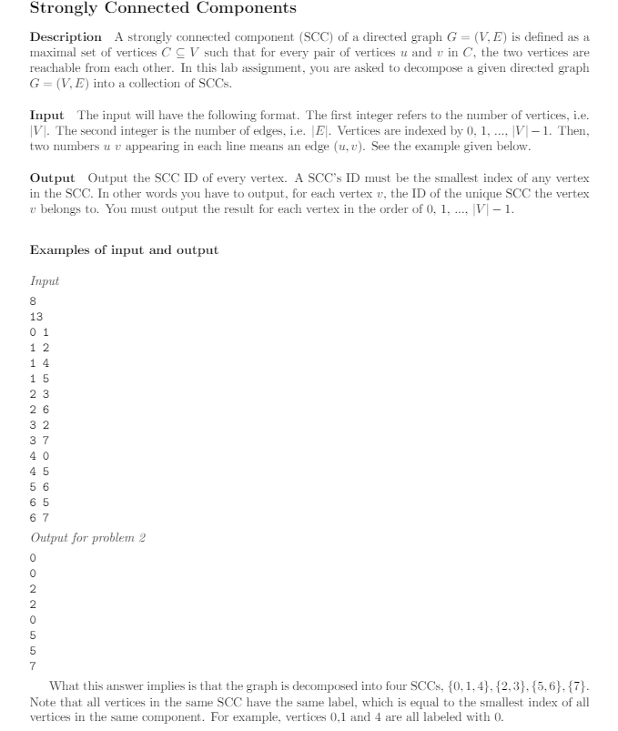 Solved Description A strongly connected component (SCC) of a | Chegg.com