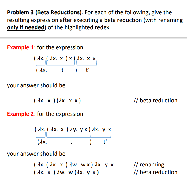 Solved (Beta Reductions). For each of the following, give | Chegg.com