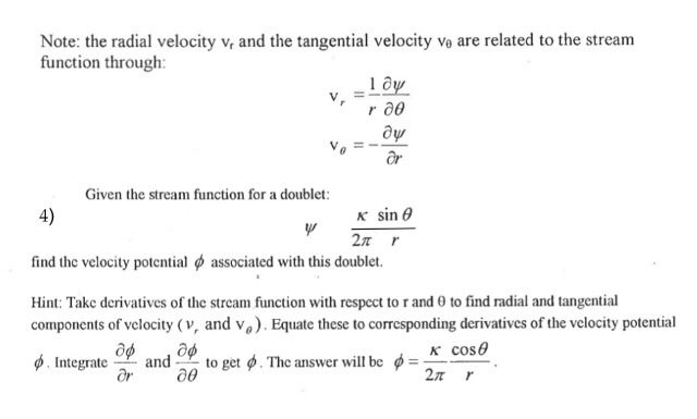 Solved Given the stream function for a doublet: psi k sin | Chegg.com