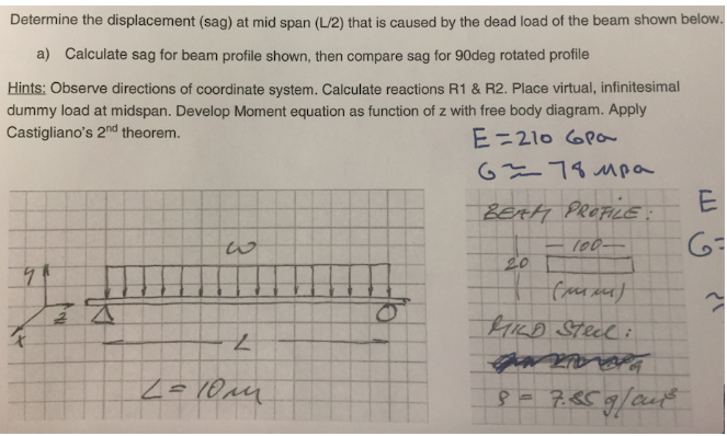 Determine the displacement (sag) at mid span (L/2) | Chegg.com