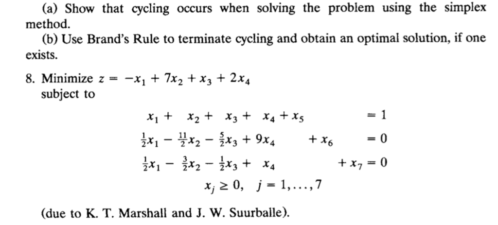 Solved (a) Show that cycling occurs when solving the problem | Chegg.com