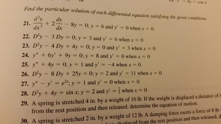 Solved Find the particular solution of each differential | Chegg.com