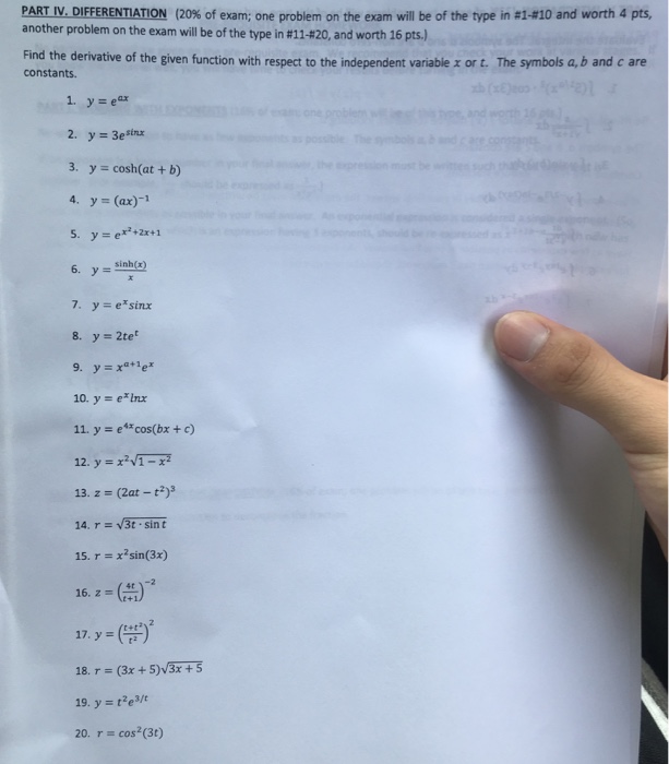 Solved Find the derivative of the given function with | Chegg.com