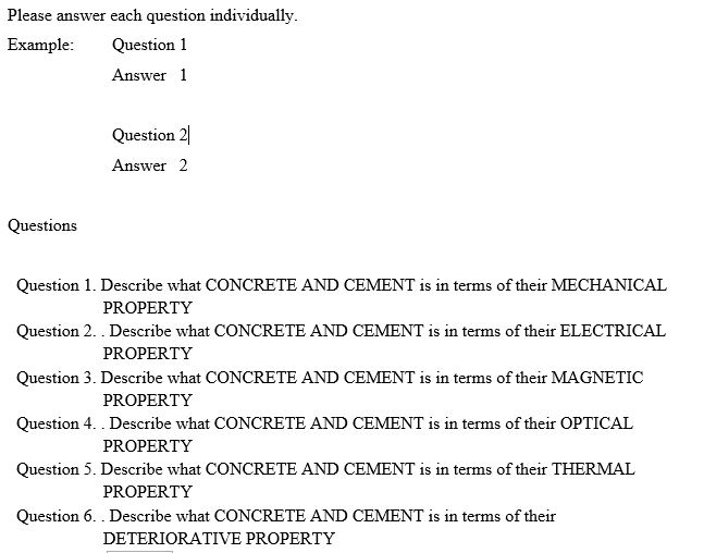 Solved Answer each question individually Describe what | Chegg.com