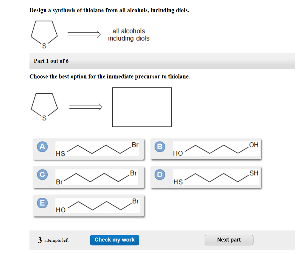 Solved Design a synthesis of thiolane from all alcohols, | Chegg.com