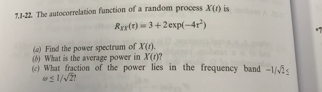 Solved 7.1-22. The autocorrelation function of a random | Chegg.com