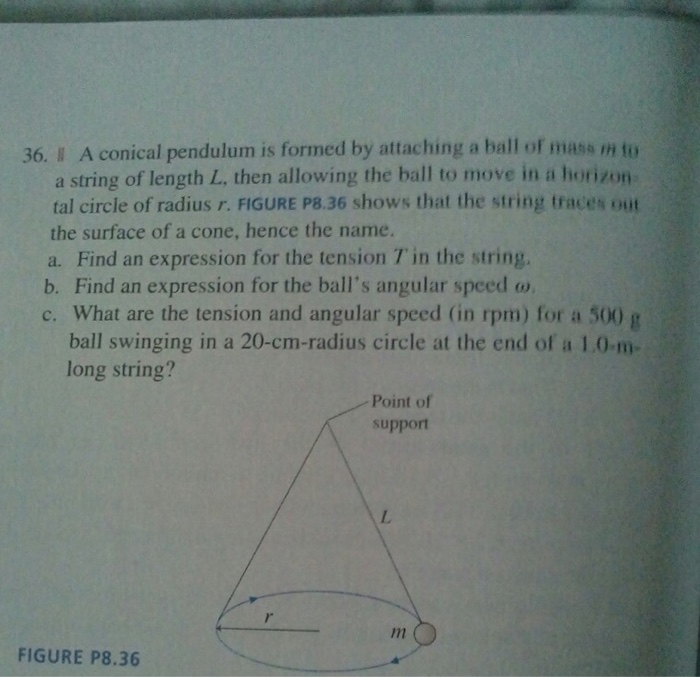 Solved A conical pendulum is formed by attaching a ball of | Chegg.com