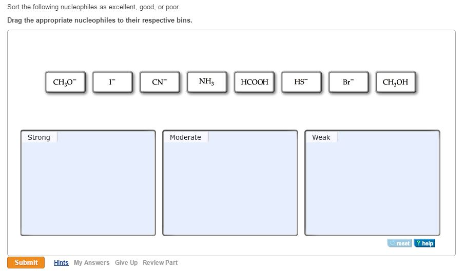 Solved Sort the following nucleophiles as excellent, good, | Chegg.com
