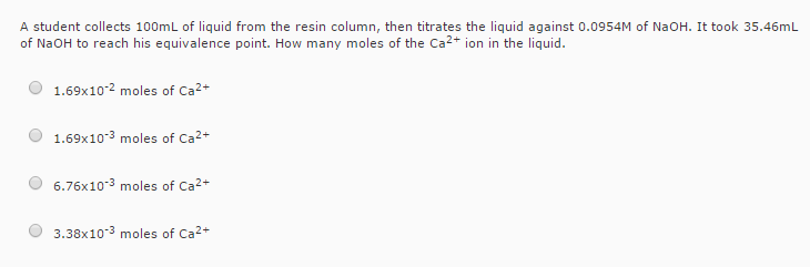 Solved A student collects 100mL of liquid from the resin | Chegg.com