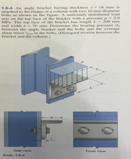 Solved 1.6-4 An angle bracket having thickness 18 mm is | Chegg.com