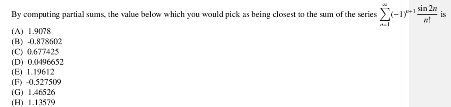 Solved By computing partial sums, the value below which you | Chegg.com