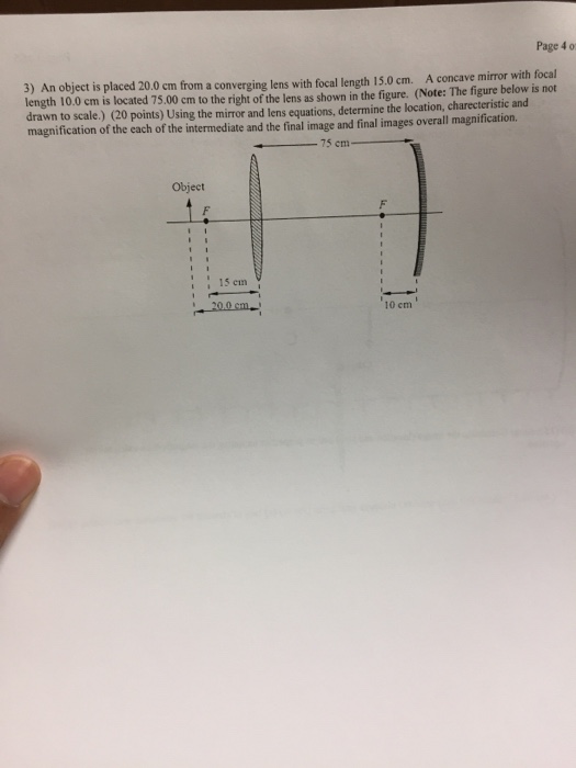 Solved An object is placed 20.0 cm from converging lens with | Chegg.com