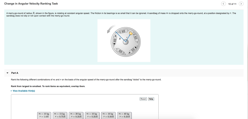 Solved Change in Angular Velocity Ranking Task 10 of 11 A | Chegg.com