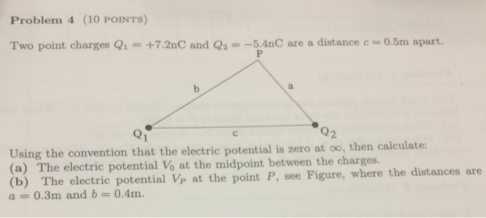 Solved A: the electric potential V0 at the midpoint between | Chegg.com