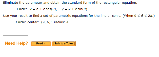 Solved Eliminate the parameter and obtain the standard form | Chegg.com