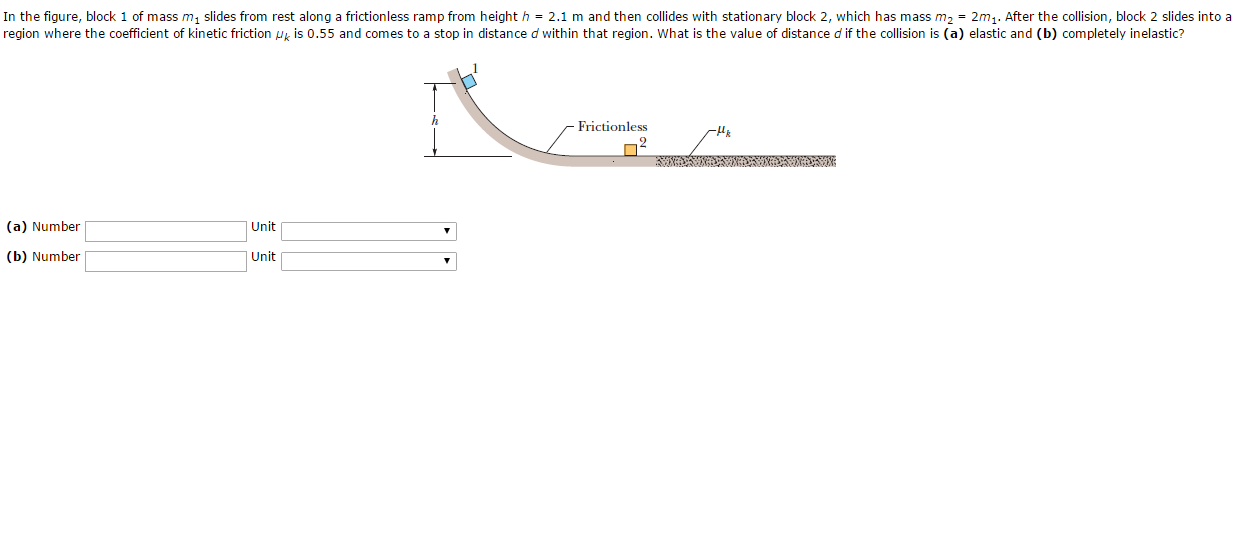 Solved In the figure, block 1 of mass m1 slides from rest | Chegg.com