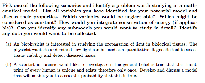 Pick one of the following scenarios and identify a | Chegg.com